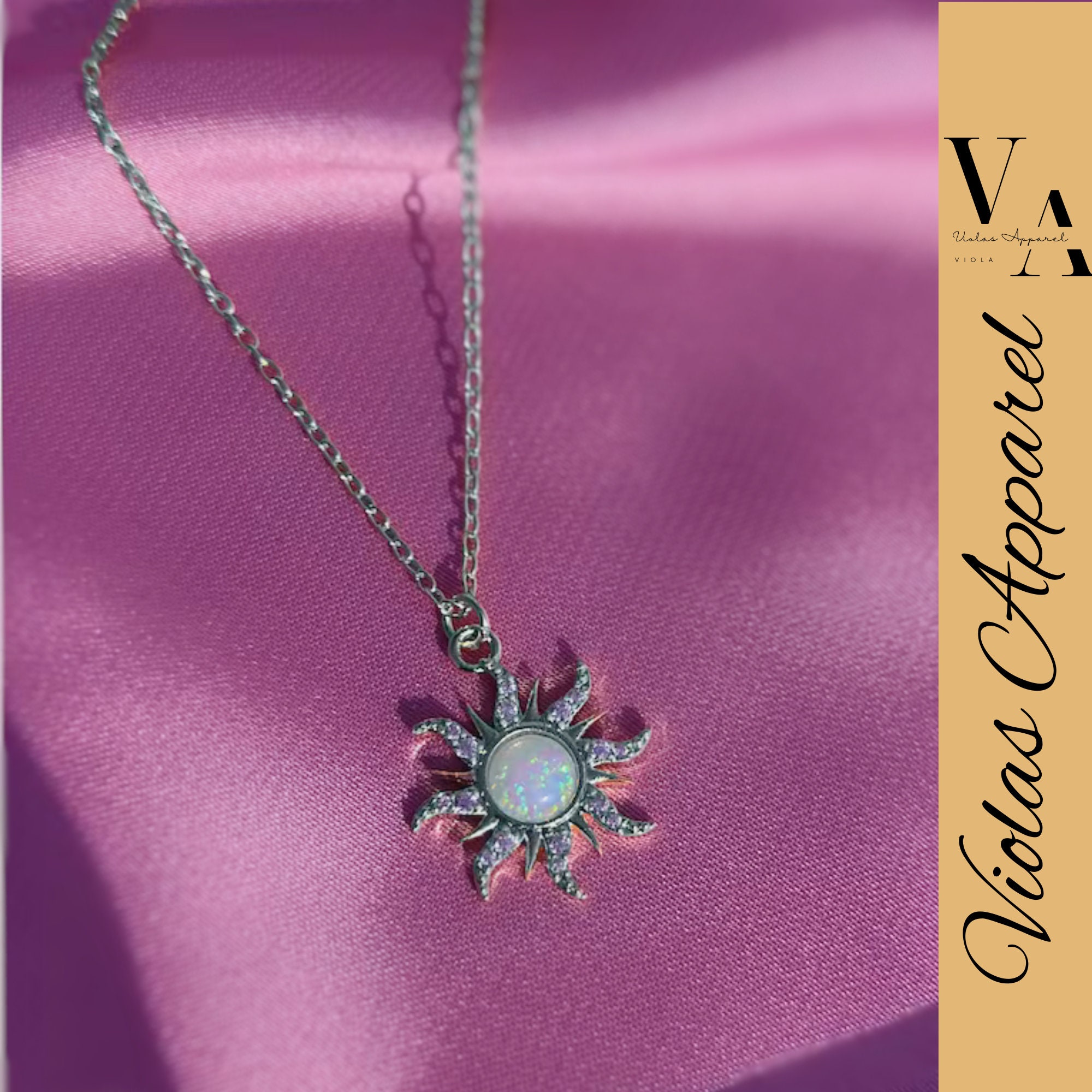 Opal Sun Tangled Rapunzel Sunset Necklace, Micro Paved Zirconia Star ...