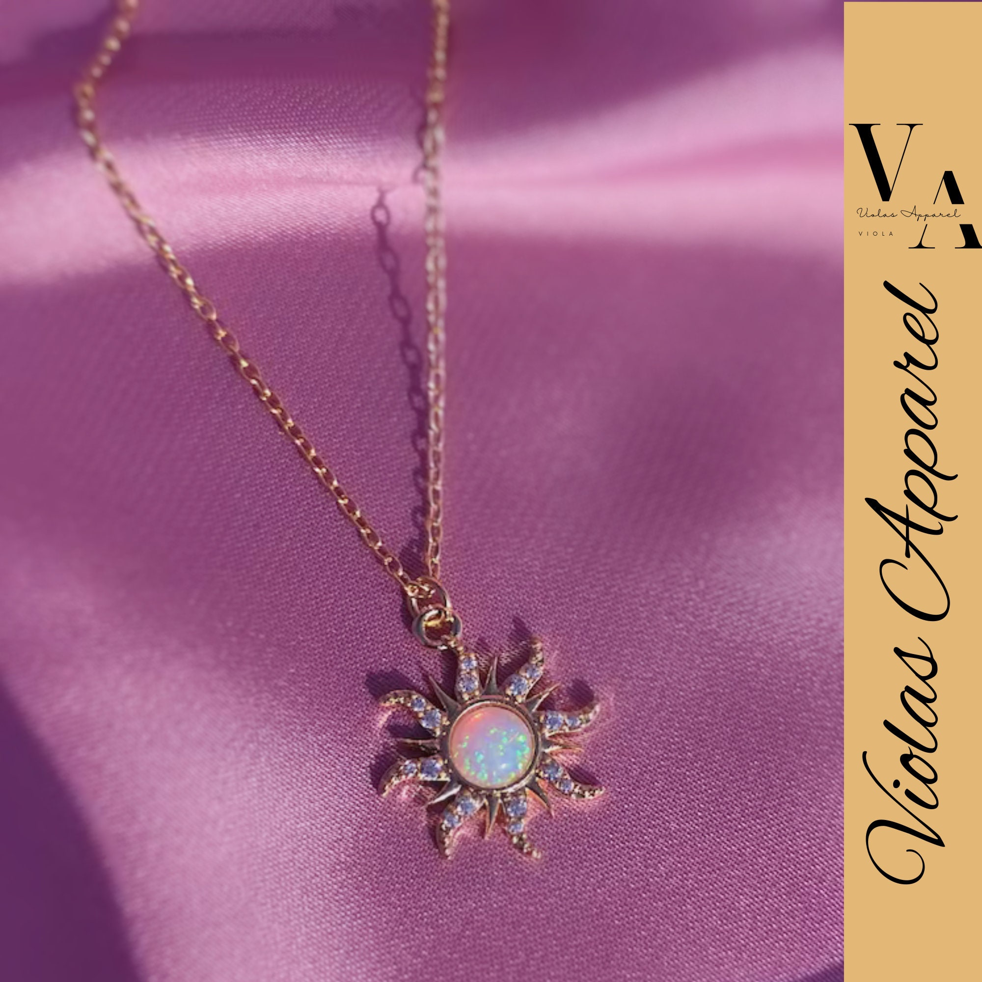 Opal Sun Tangled Rapunzel Sunset Necklace, Micro Paved Zirconia Star ...