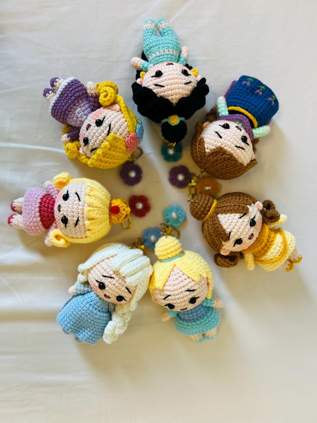 Crochet Princess Keychain, Princess Disney Keychain, Keychain Gift - Etsy