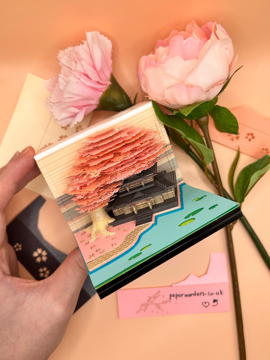 Kawaii Sakura Notepad Miniature With Led Light & Acrylic Case ...