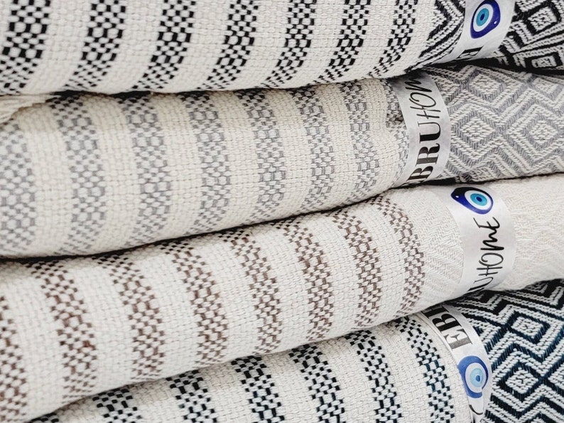 Large Turkish Cotton Woven Blankets Almond, Handmade in Turkey From 100 ...