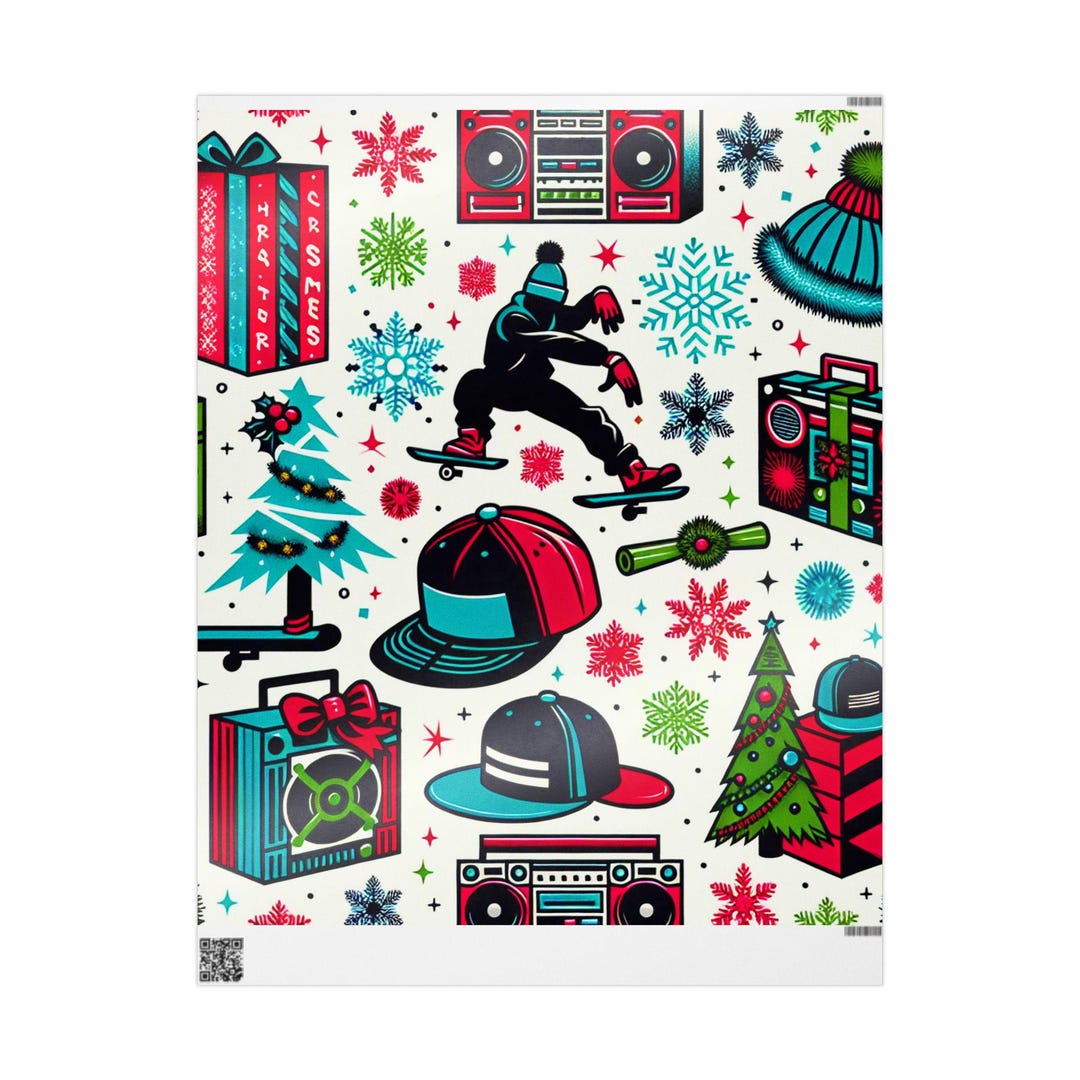 Retro Hip Hop Christmas Wrapping Paper, Funky Music Lover Gift Wrap - Etsy