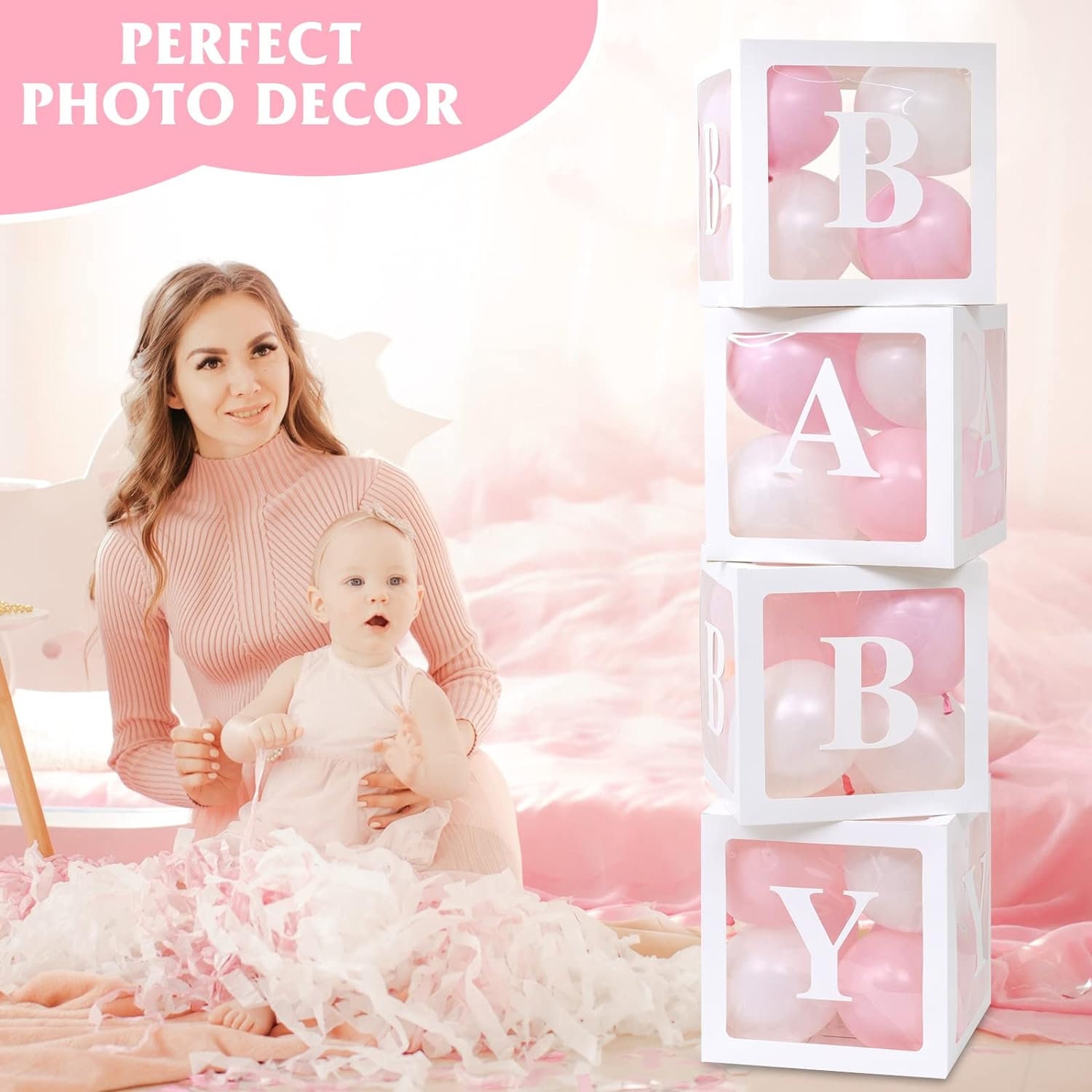 Baby Boxes for Baby Shower Decoration With 8 Letters and 36 Balloons ...