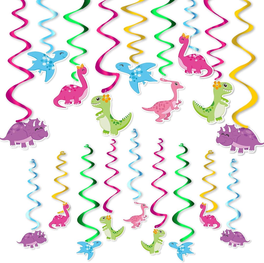 Dinosaur Party Hanging Swirl - 20 PCS Dino Birthday Party Decor ...