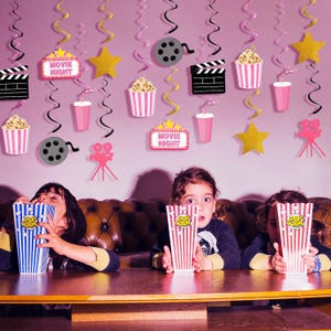 Movie Night Party Decorations, Pink Movie Theme Hanging Swirl Decor ...