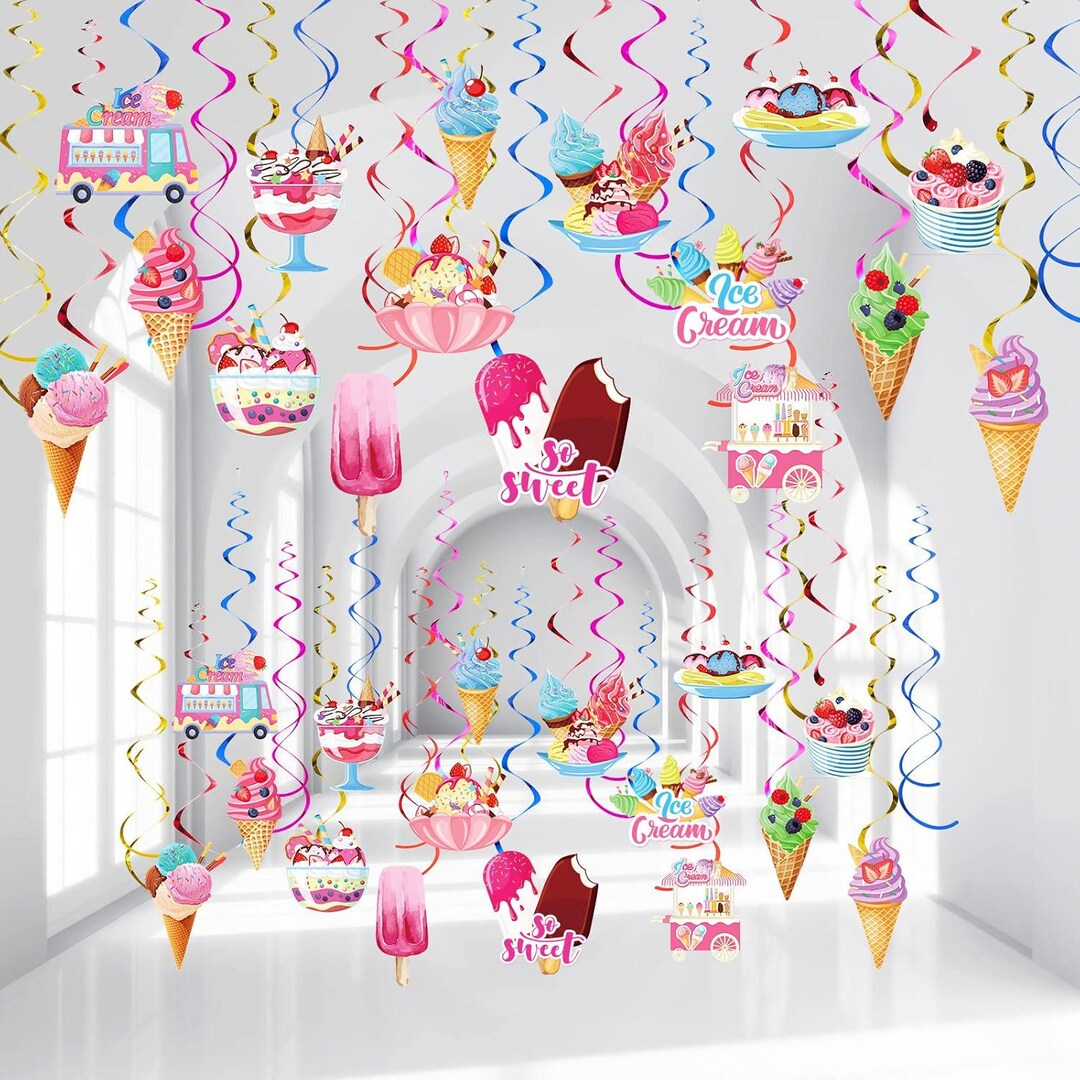 Ice Cream Party Decorations Ice Cream Hanging Swirls Colorful Swirl ...