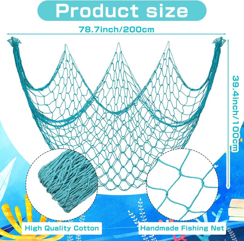12 Pack Decorative Fishing Net 80 X 40 Inch Fish Net Decorations for ...