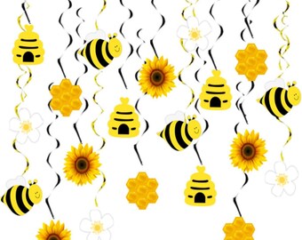 Bee Hanging Swirl Decorations Bee Party Hanging Swirls Foil Ceiling ...