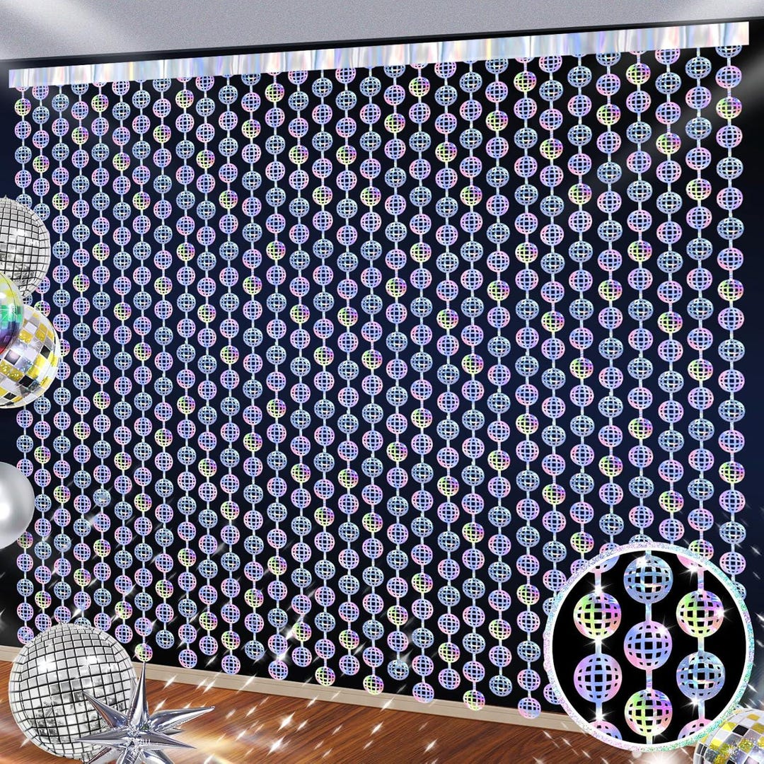 Disco Cowgirl Bachelorette Decorations Glitter Disco Ball Foil Fringe ...