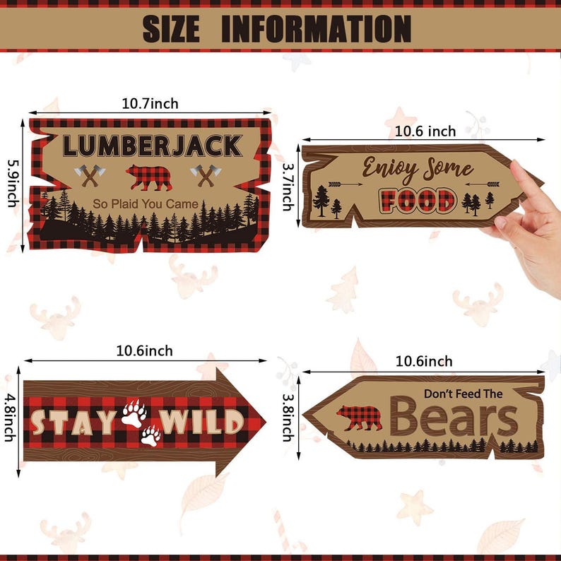 Lumberjack Party Directional Welcome Signs Door Cutouts Camping Winter ...