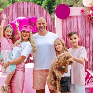 Pink Backdrop for Pink Party Decorations Pack of 2 | Pink Foil Fringe ...