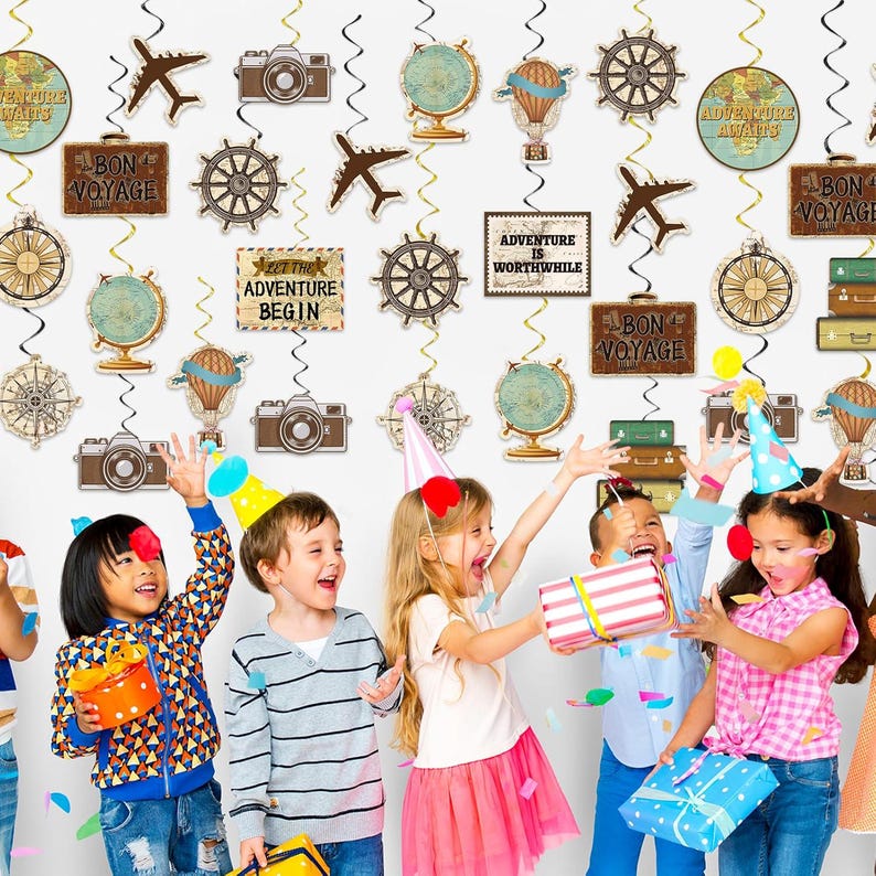 Travel Themed Party Decorations Bon Voyage Hanging Swirl Adventure ...