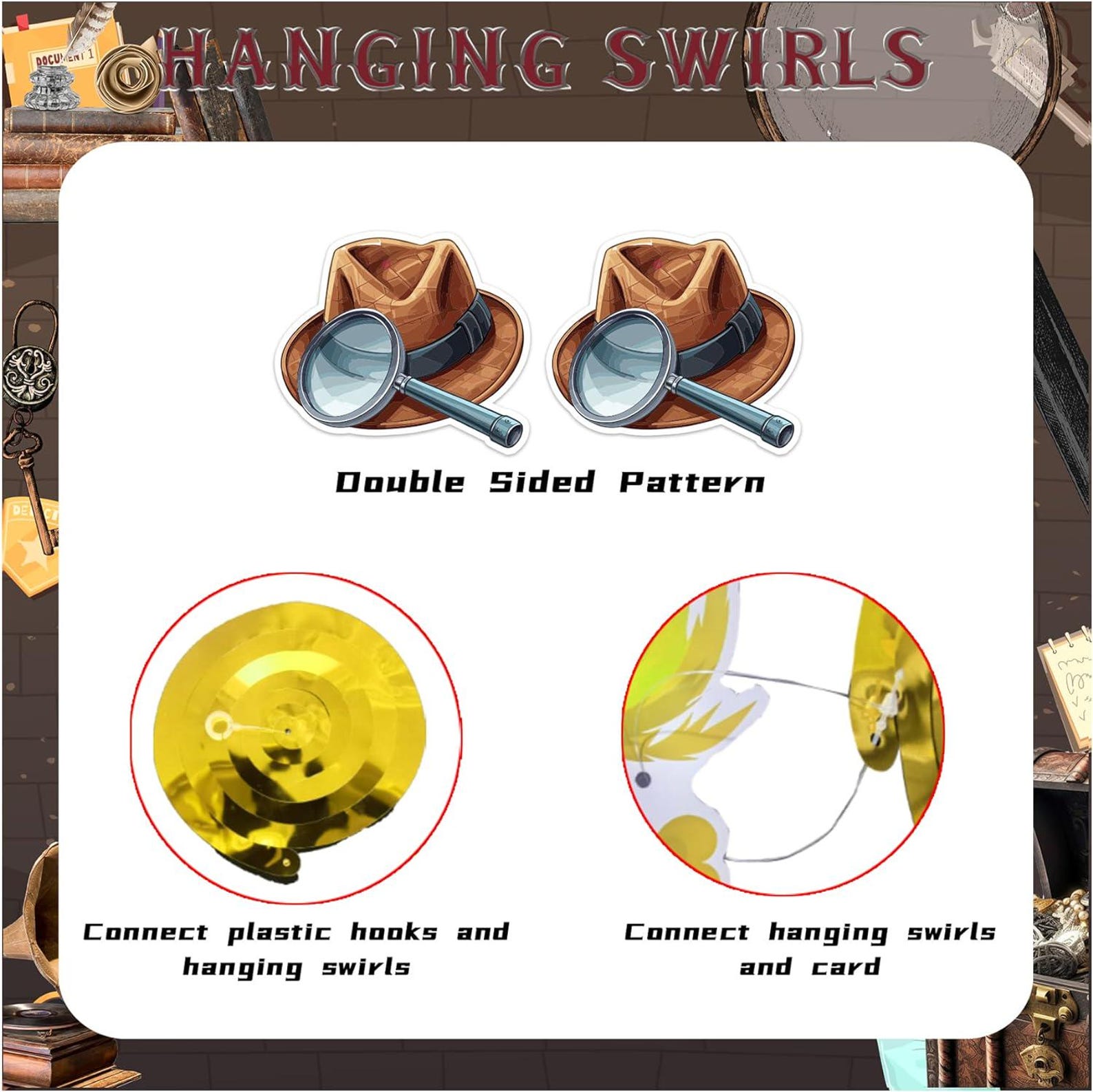 24 PCS Detective Hanging Swirl Decorations Detective Ceiling Streamers ...