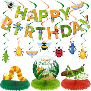 28 Pieces Bugs Party Decorations Spring Bugs Party Banner Bee Ladybugs ...