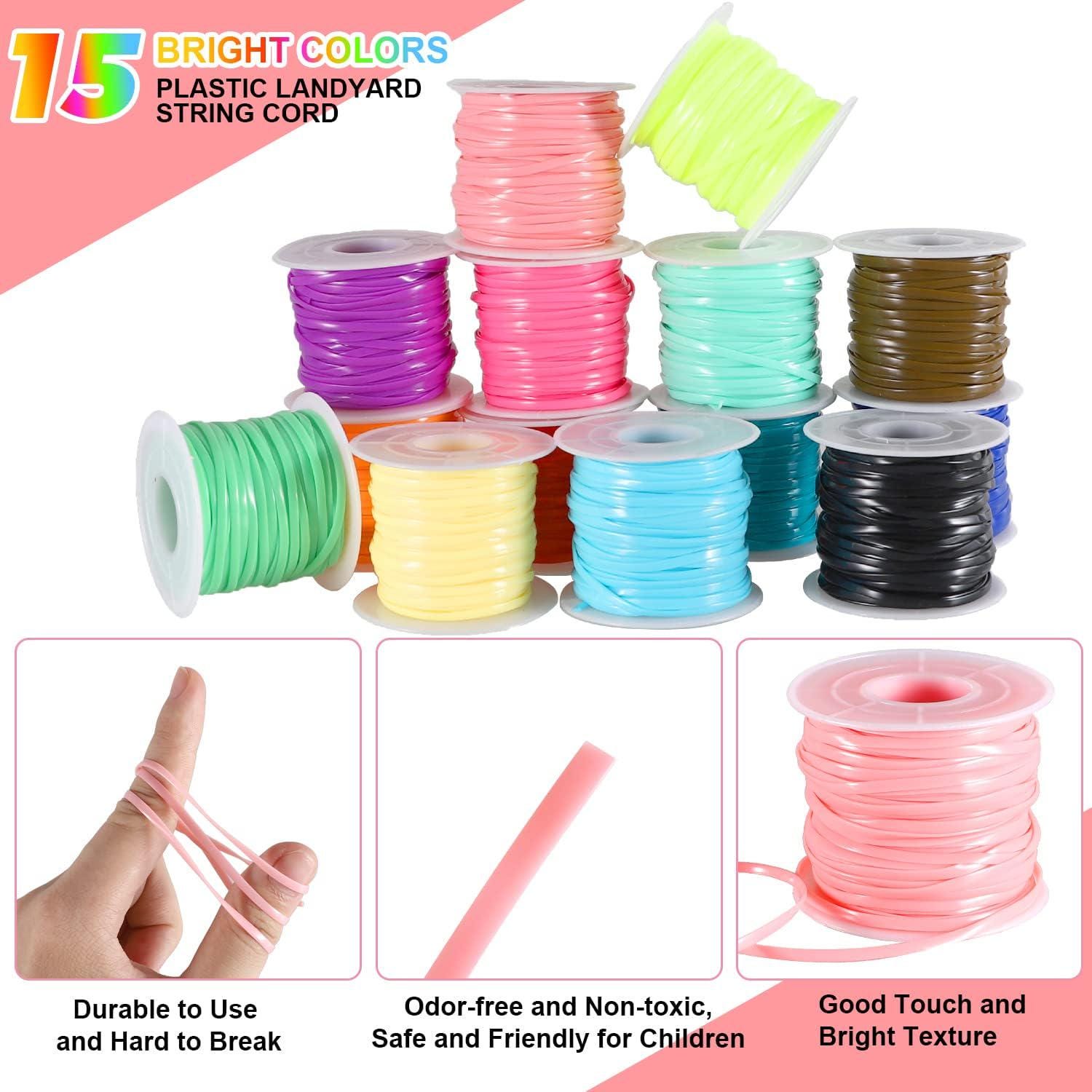 15 Rolls Gimp String Plastic Lacing Cord Plastic String Lanyard Kit for ...