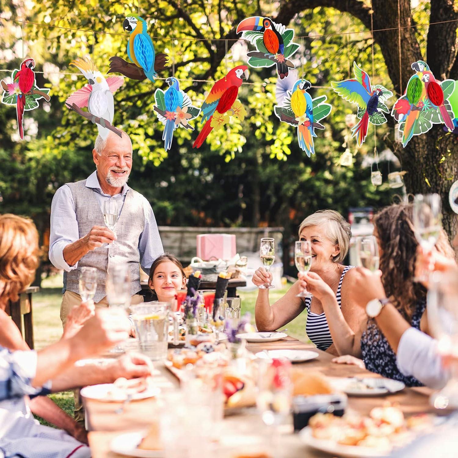 Tropical Birds Honeycomb Paper Cutouts Rio Luau Party Hanging ...