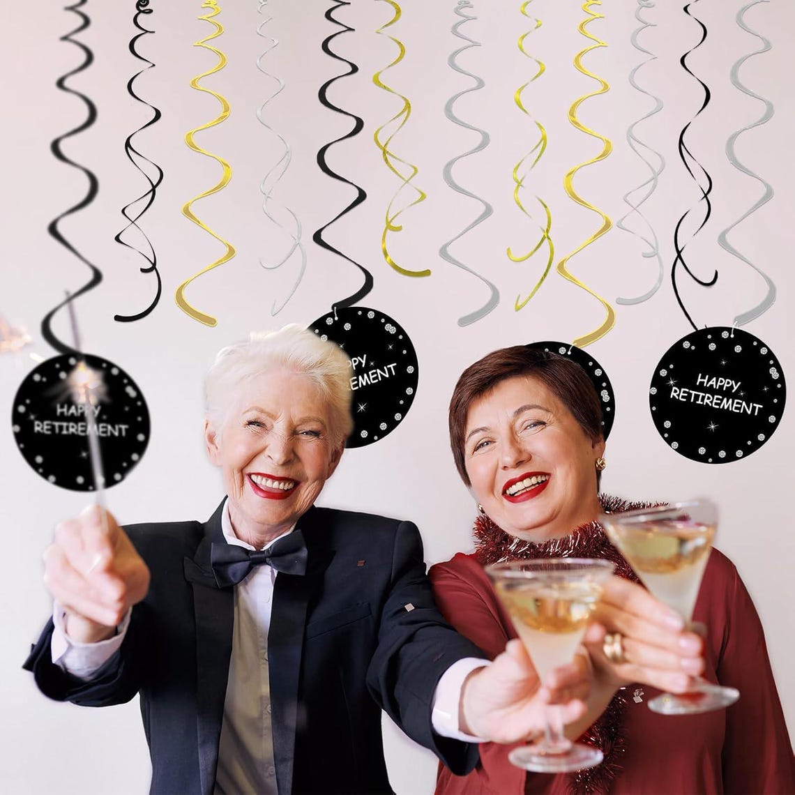 Retirement Party Decorations for Men Women Black Gold Happy Retirement ...