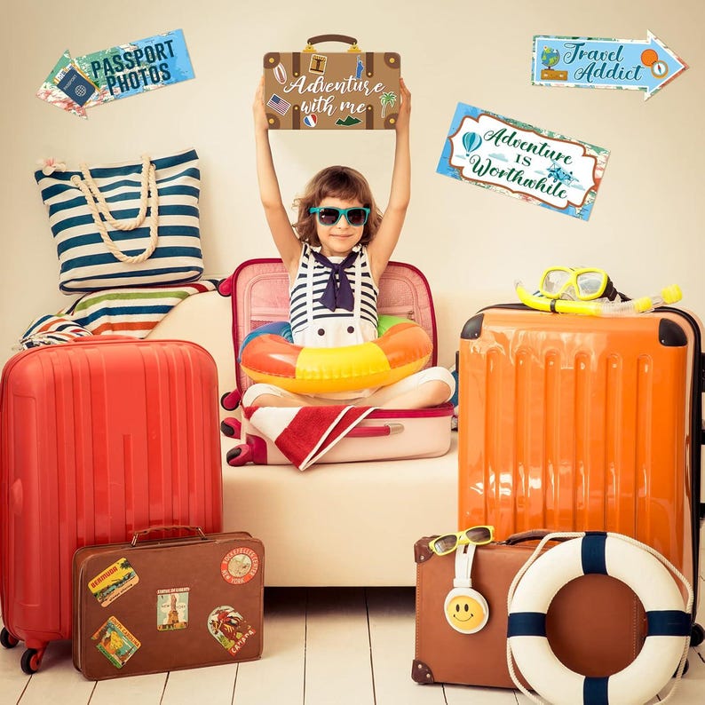 Travel Themed Party Decorations Set Let the Adventure Begin Sign Signs ...