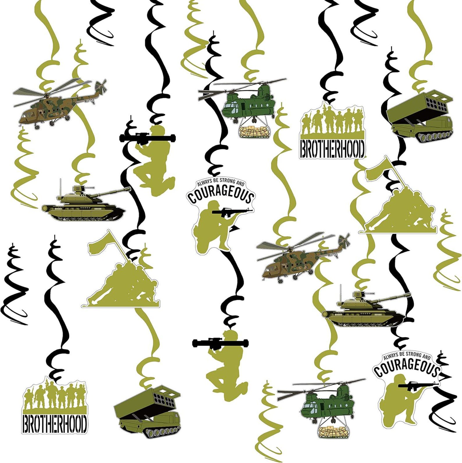 Army Soldier Theme Hanging Swirl Bday Party Decors Camouflage Party ...
