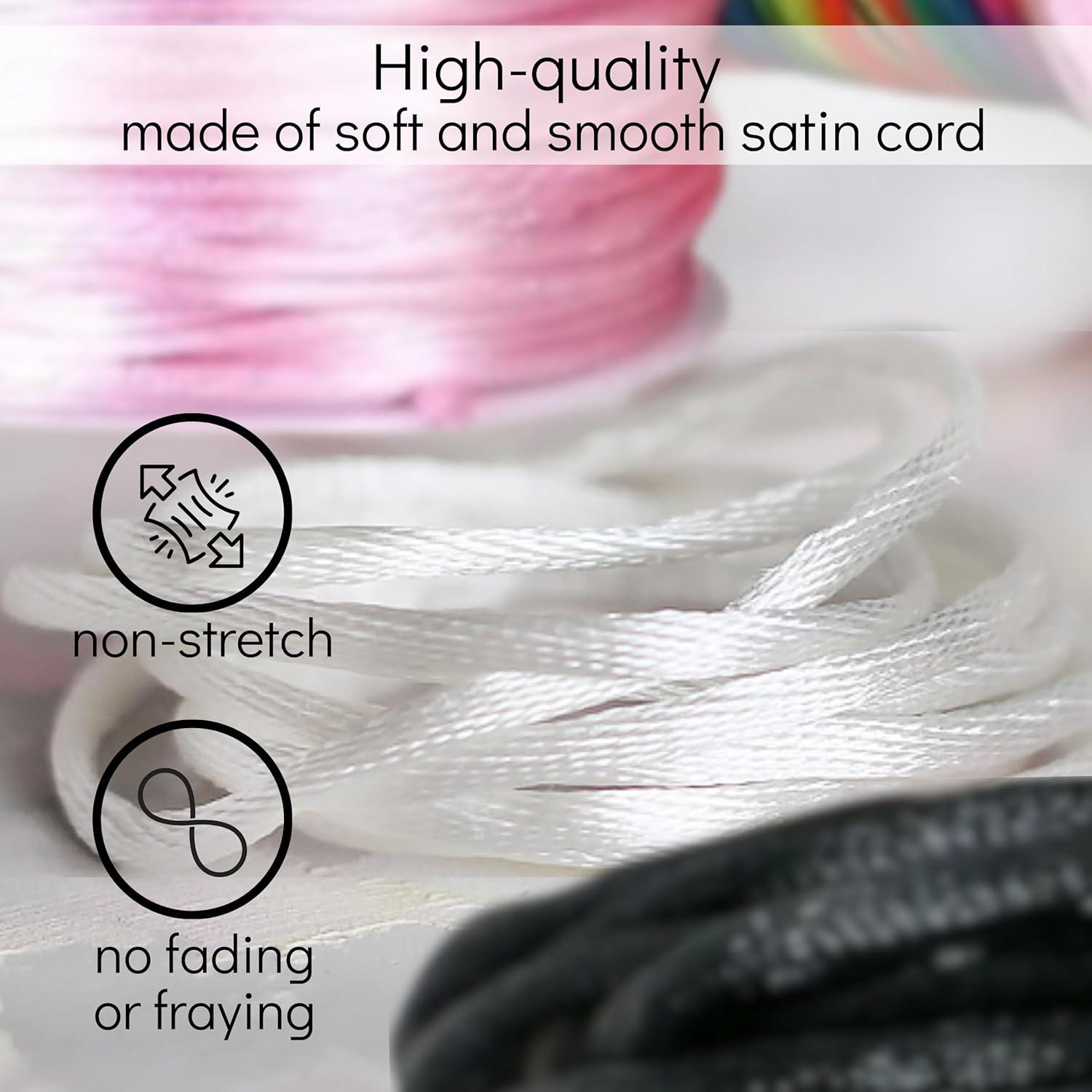 546 Yards Satin String, 1mm Satin Cords for Braided Bracelets 25 Colors ...