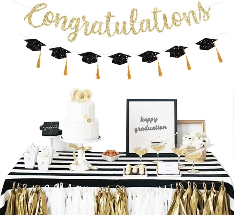 Congratulations Banner Graduation Decorations Class of 2025 Gold ...