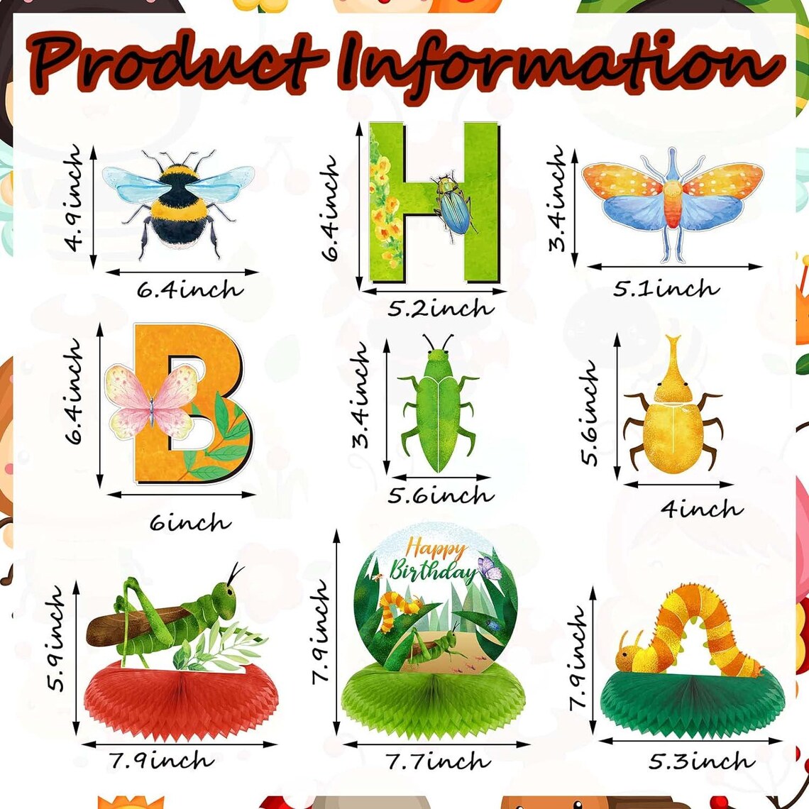 28 Pieces Bugs Party Decorations Spring Bugs Party Banner Bee Ladybugs ...