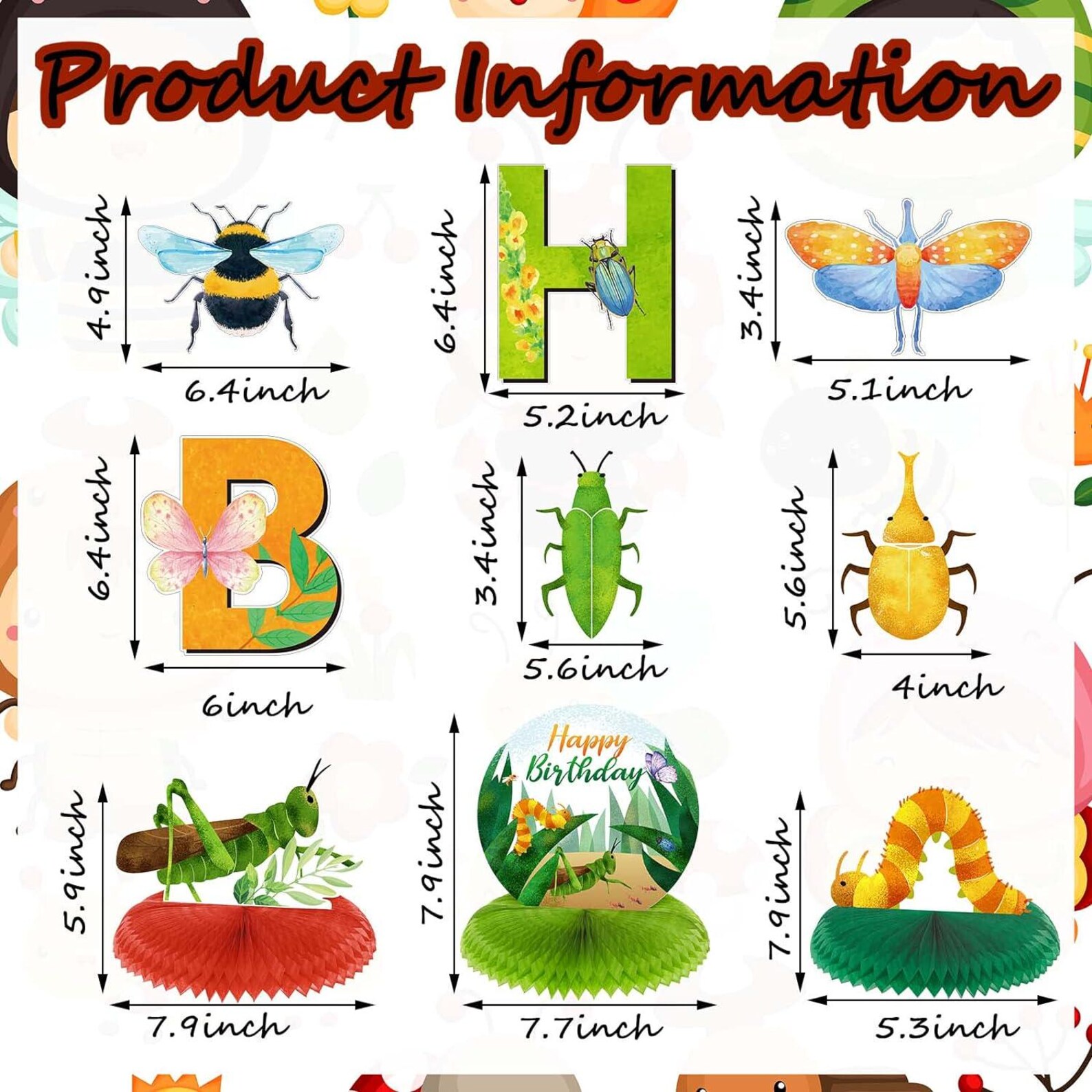 28 Pieces Bugs Party Decorations Spring Bugs Party Banner Bee Ladybugs ...