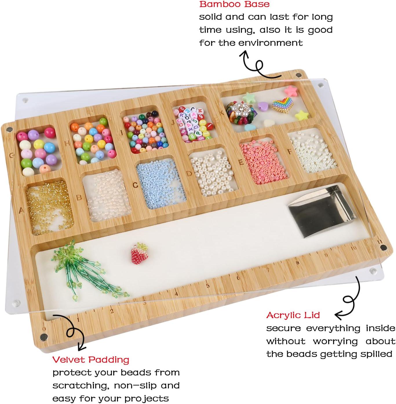 Bead Sorting Tray: Wood Beading Mat With Magnetic Lid & Scoop - Etsy