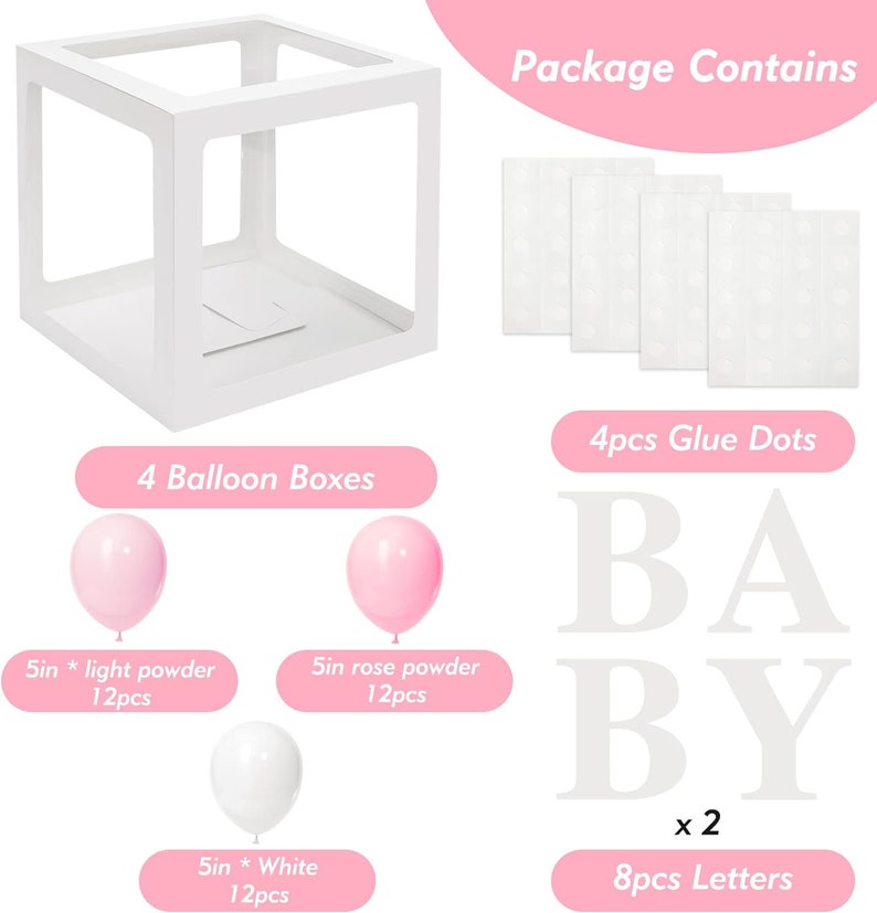 Baby Boxes for Baby Shower Decoration With 8 Letters and 36 Balloons ...