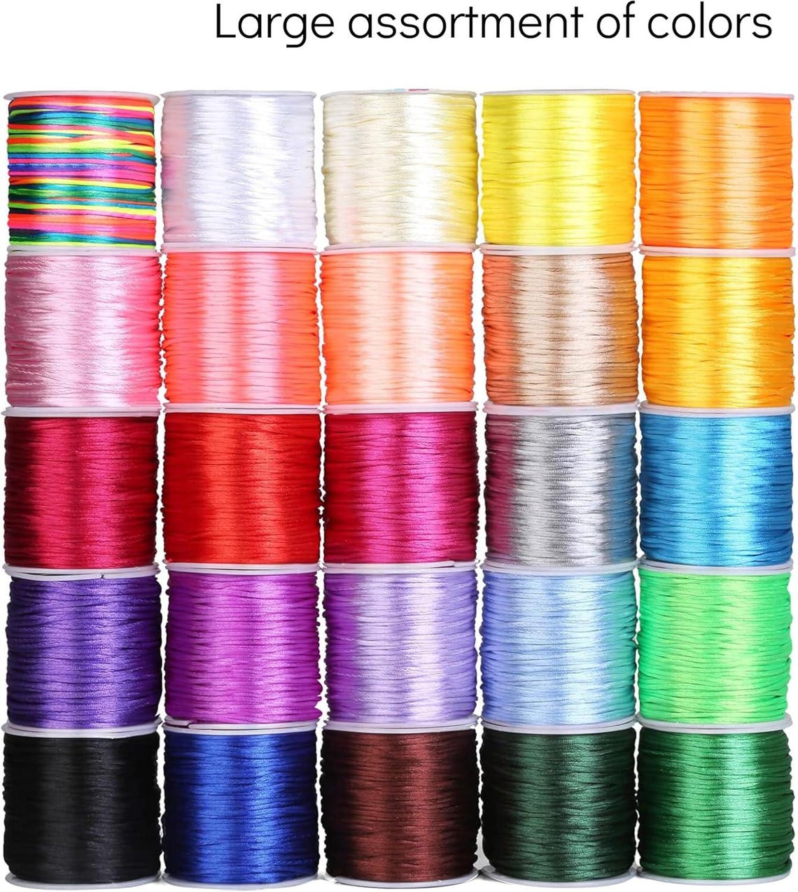 546 Yards Satin String, 1mm Satin Cords for Braided Bracelets 25 Colors ...