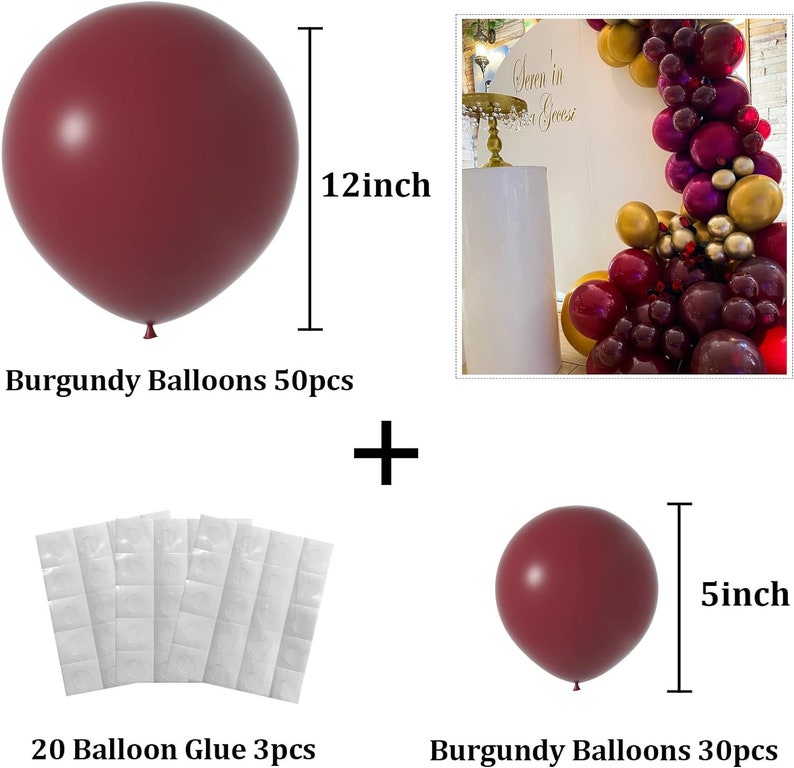 Burgundy Balloon Garland Arch Kit Maroon Balloons 80pcs Wine Red ...