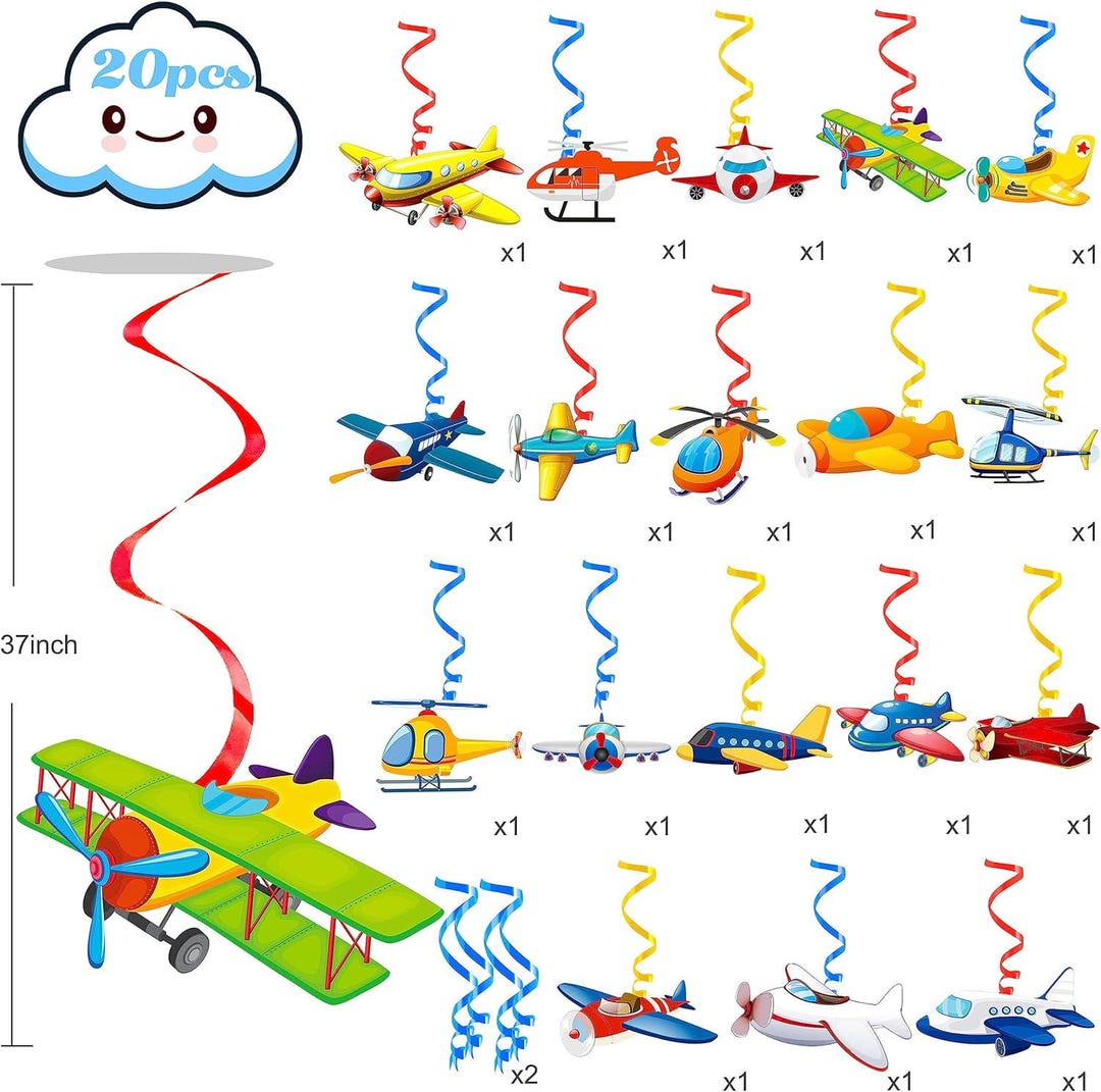 Airplane Hanging Swirls Airplane Birthday Party Decorations Helicopter ...