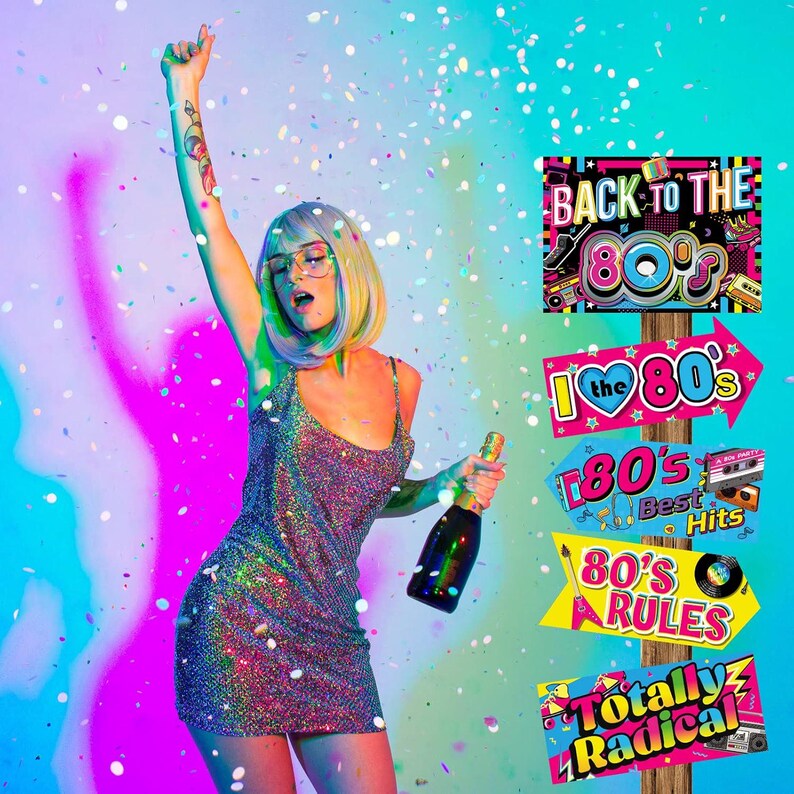 80's Party Sign Back to 80s Theme Photo Booth Props Retro Party ...