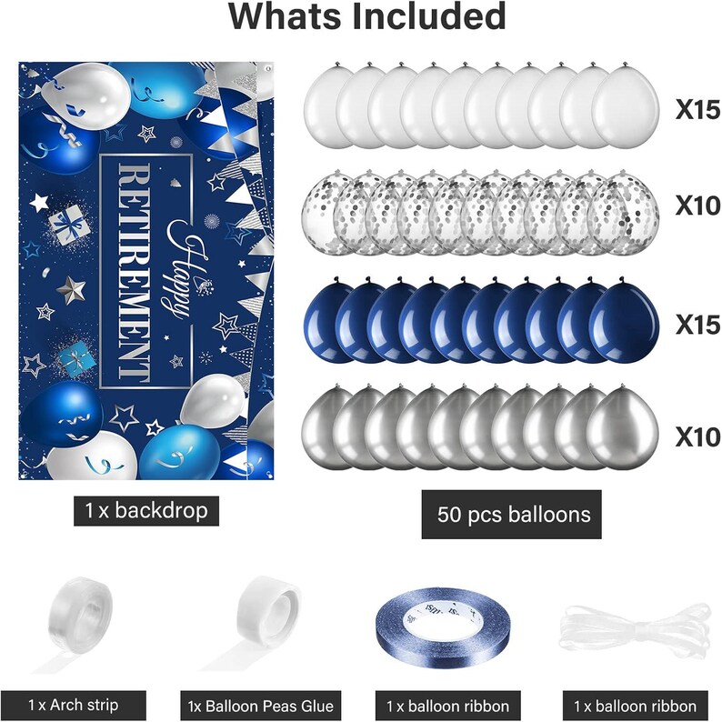 Retirement Party Decoration Include Navy Blue Confetti Balloon Set ...