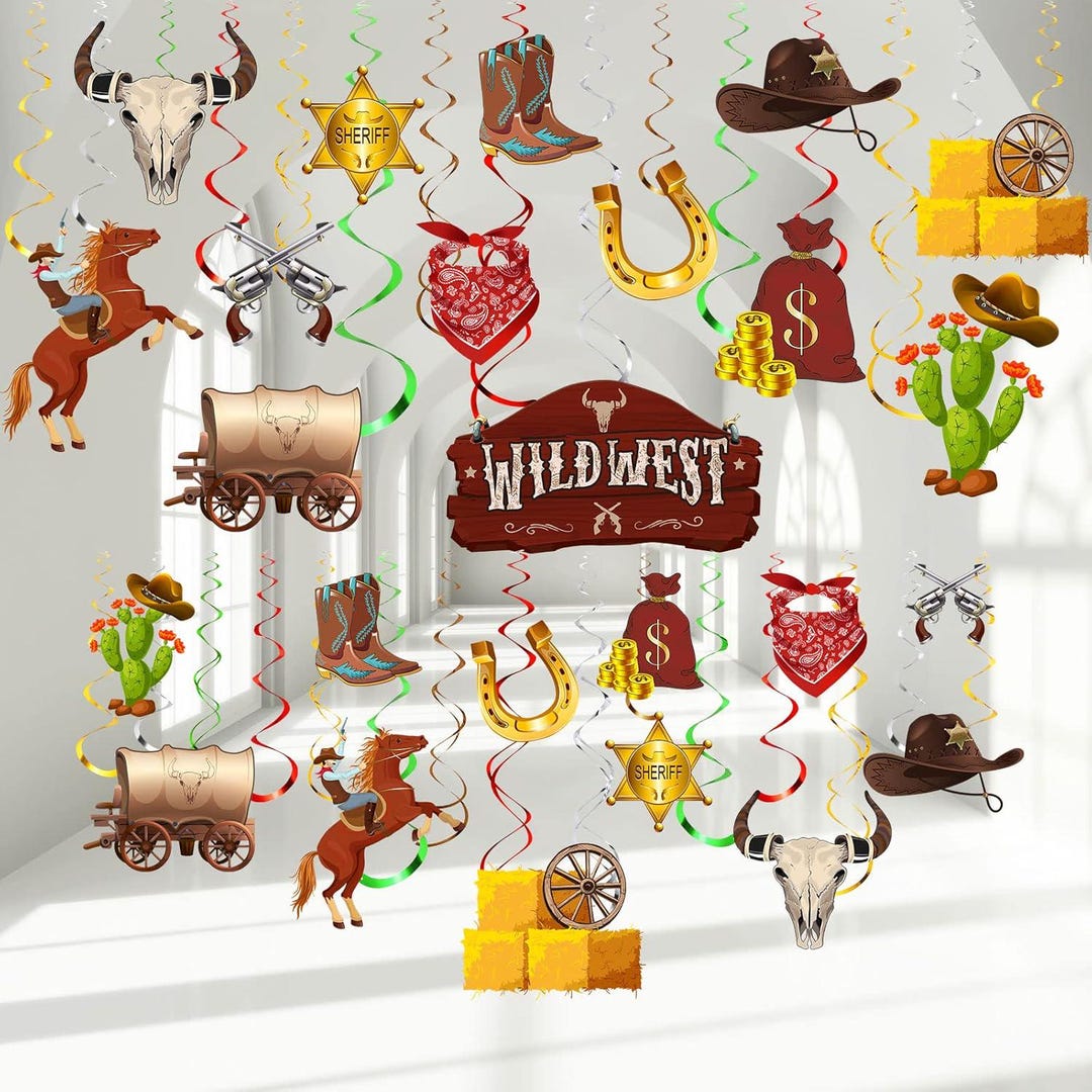 West Cowboy Themed Party Decor Wild Western Theme Party Hanging Swirl ...