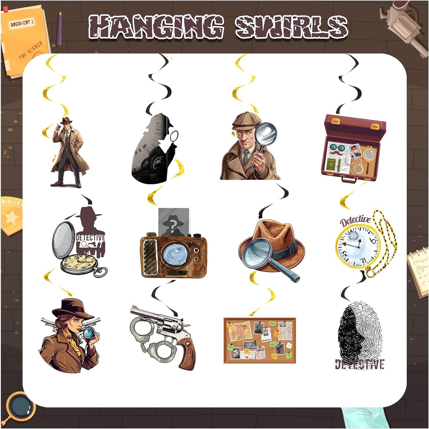 24 PCS Detective Hanging Swirl Decorations Detective Ceiling Streamers ...