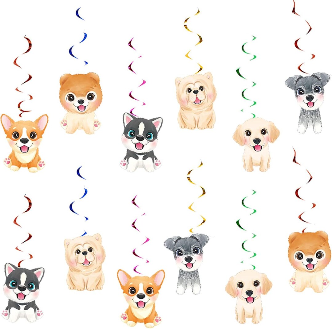 Dog Paw Prints Puppy Hanging Swirls Ceiling Streamers Decorations, for ...