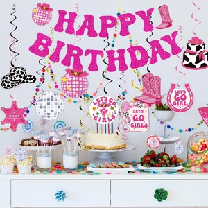 Disco Cowgirl Birthday Party Decorations- 26PCS Pink Birthday ...