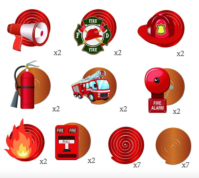 30ct Fire Truck Hanging Swirl Decorations, Firefighter Party Supplies ...