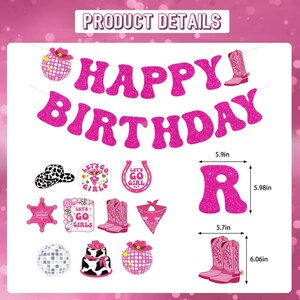 Disco Cowgirl Birthday Party Decorations- 26PCS Pink Birthday ...