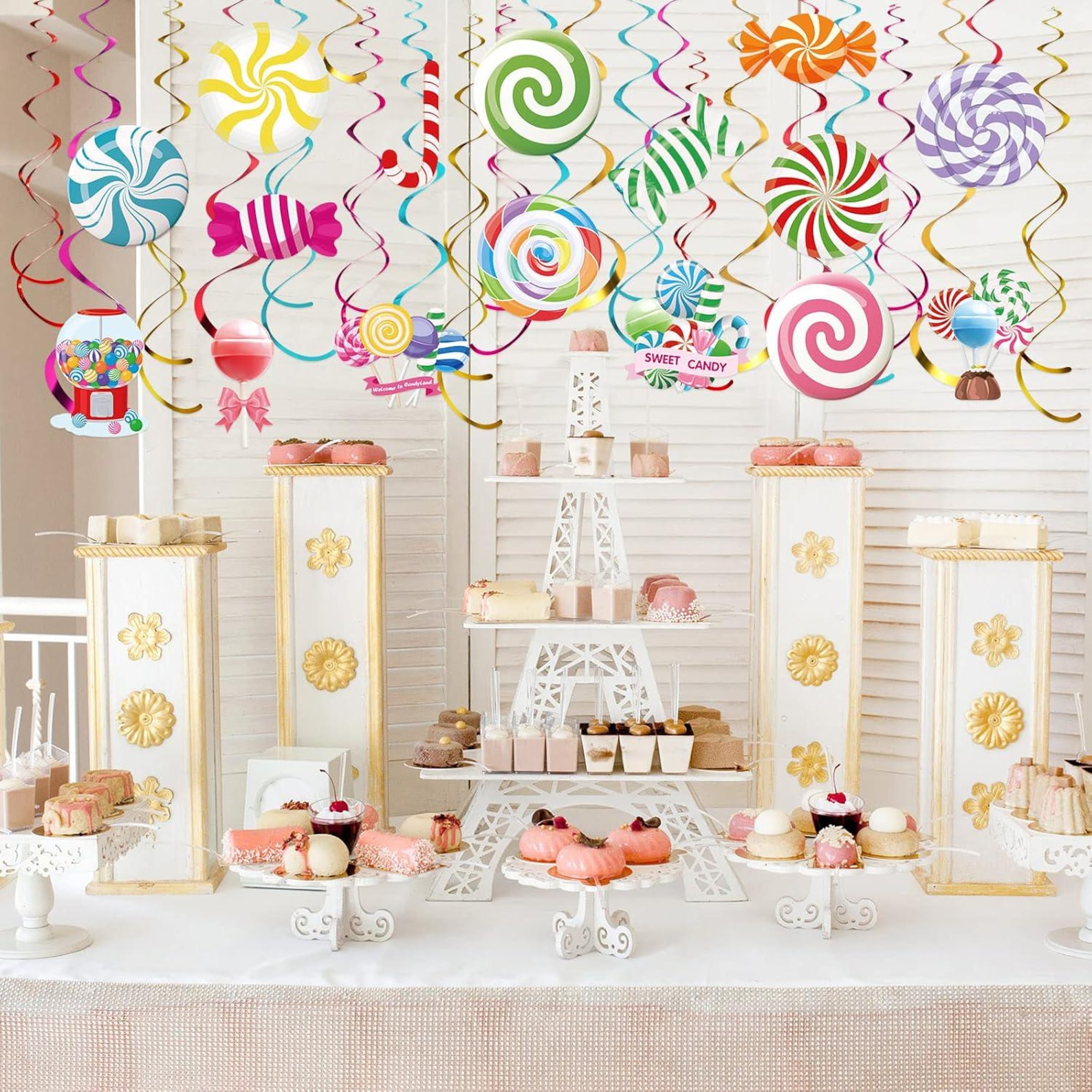 Candyland Party Decorations Candy Hanging Swirls Colorful Lollipop ...