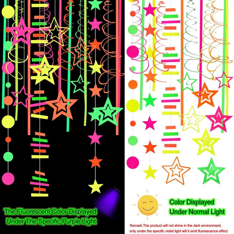 508 Feet Crepe Paper Neon Streamers Glow in the Dark Party Supplies and ...