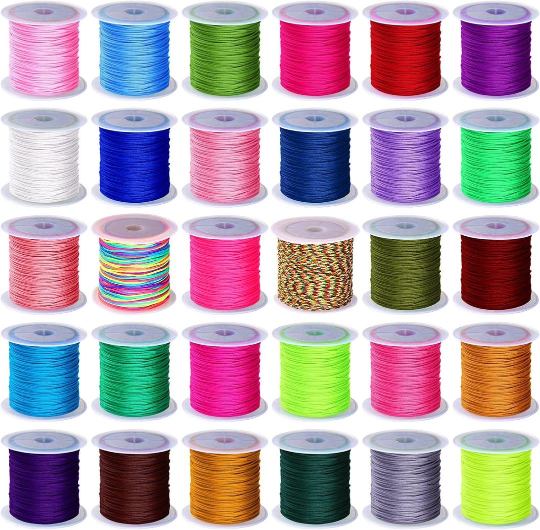 30 Rolls 30 Colors 0.8mm Chinese Knotting Cord Nylon Beading String ...