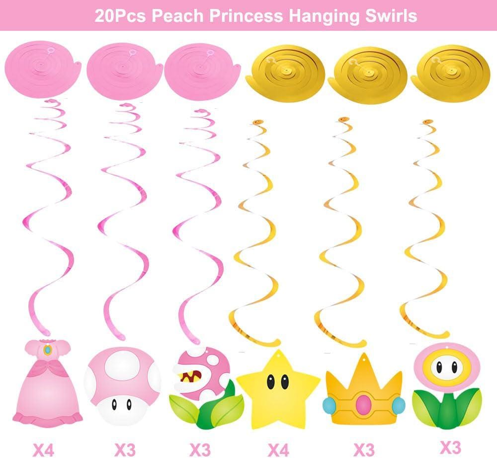Princess Peach Hanging Swirls, Pink Yellow Princess Peach Birthday ...