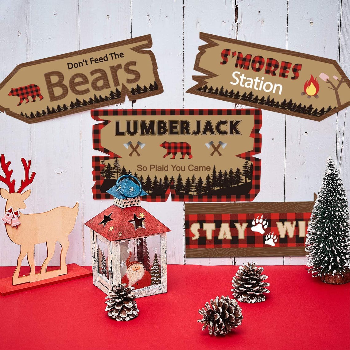 Lumberjack Party Directional Welcome Signs Door Cutouts Camping Winter ...