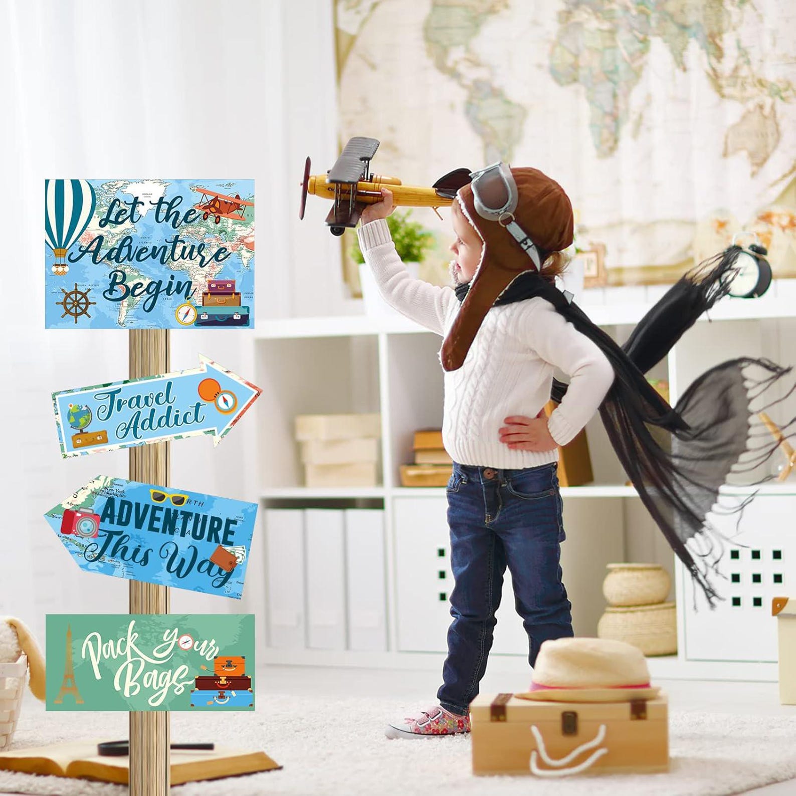 Travel Themed Party Decorations Set Let the Adventure Begin Sign Signs ...