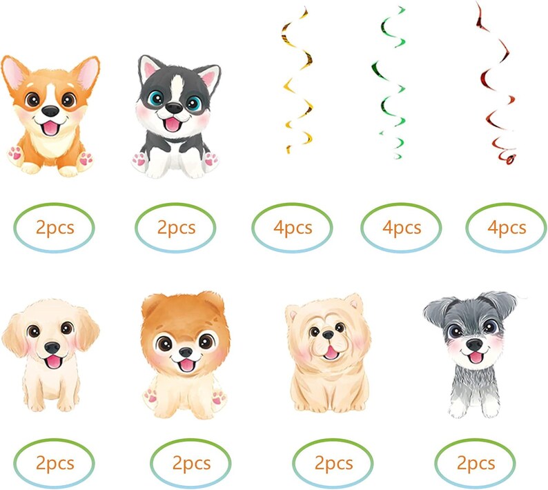 Dog Paw Prints Puppy Hanging Swirls Ceiling Streamers Decorations, for ...