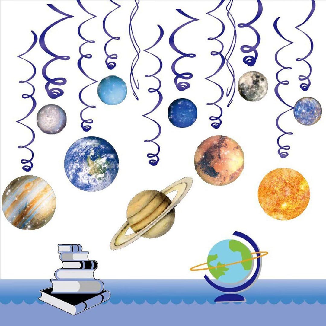 30 Pieces Solar System Hanging Swirl, Outer Space Theme Ceiling Hanging ...
