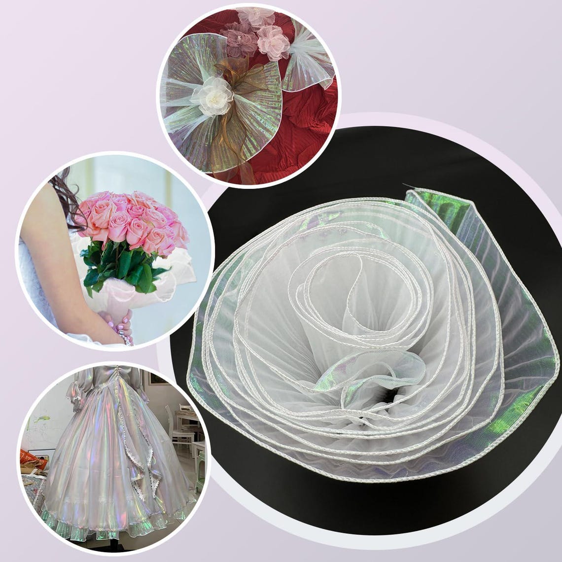 5 Yards Iridescent White Ruffle Ribbon Pleated Chiffon Trim Dress ...