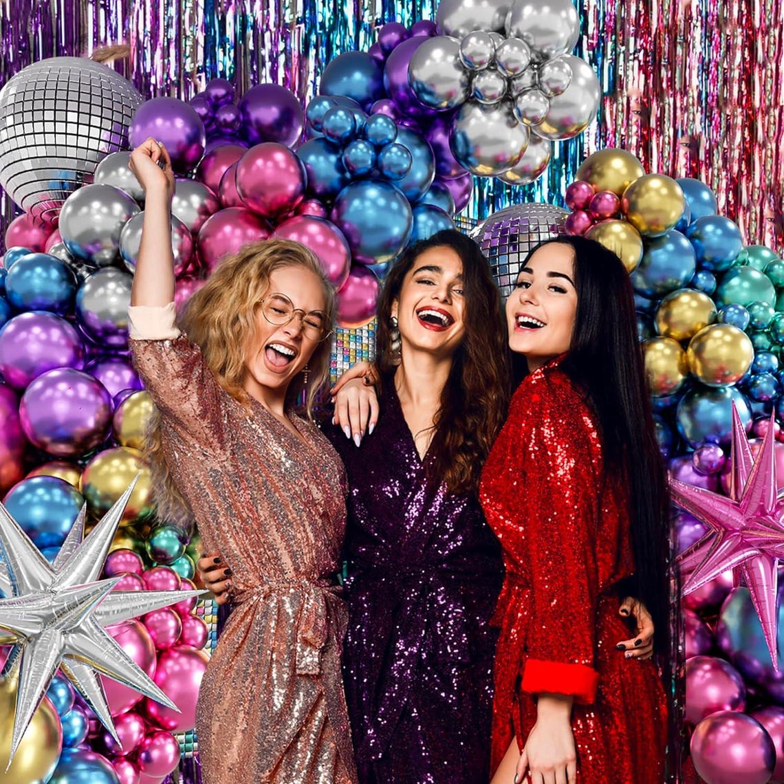 Disco Balloon Arch Kit: Metallic Party Balloons With Starburst & Disco ...